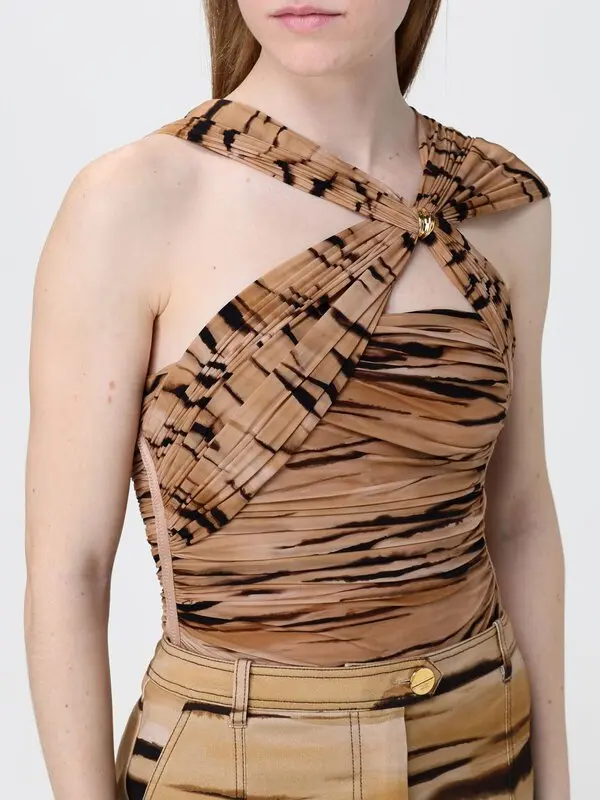 Elisabetta Franchi Animal Print Jersey Bodysuit Top