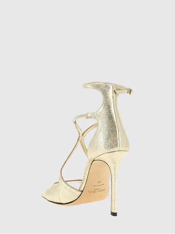 JIMMY CHOO Azia Laminated Nappa Sandals - Gold