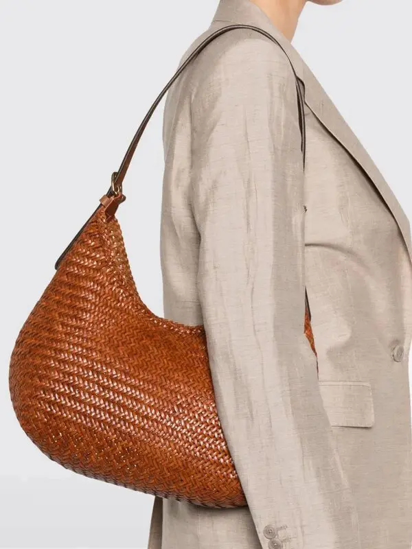 Dragon Diffusion Mezza Luna Woven Leather Bag - Brown