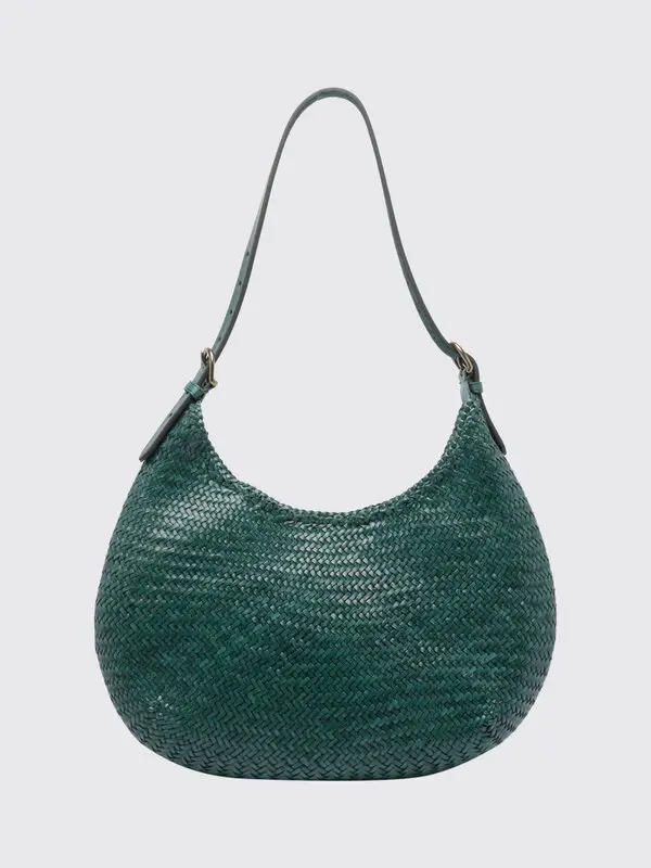 Dragon Diffusion Mezza Luna Woven Leather Shoulder Bag - Green