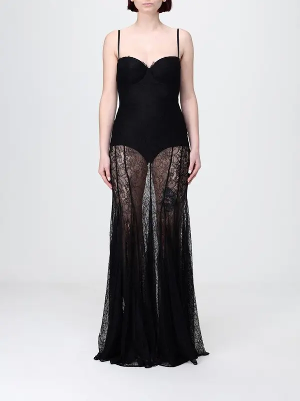 Elisabetta Franchi Lace Slip Dress - Black