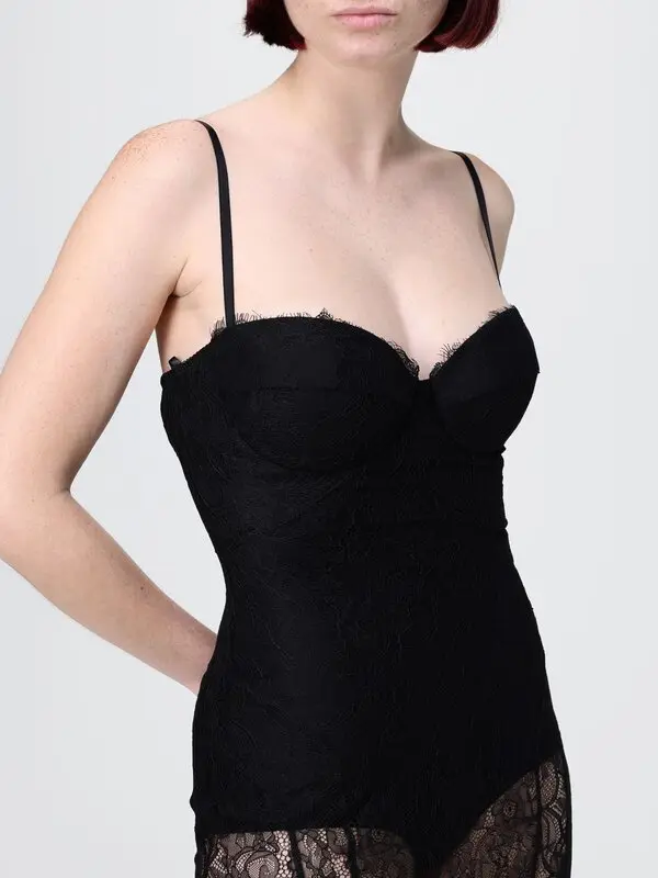 Elisabetta Franchi Lace Slip Dress - Black