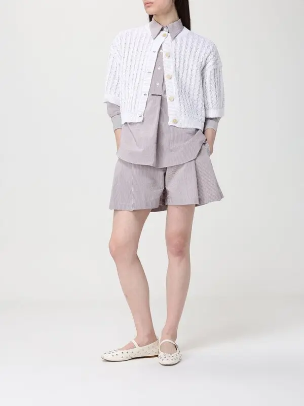 Brunello Cucinelli Linen Cardigan With Intrecciato Knit And Sequins