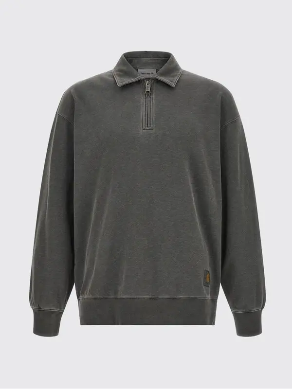 Carhartt Work In Progress Long-sleeved Cotton Polo Shirt With Zip Closure - Black 1