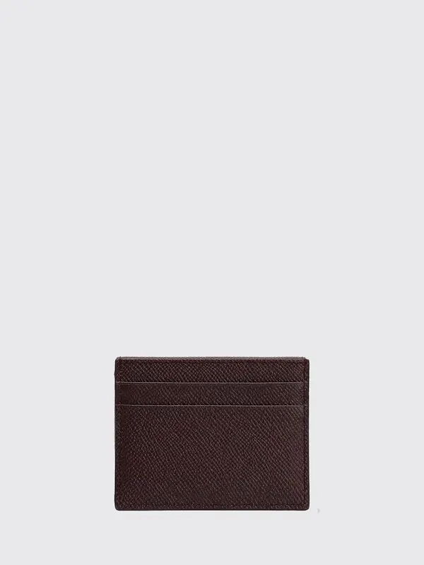 Dolce & Gabbana Grained Calfskin Card Holder With Metallic Logo - Wine