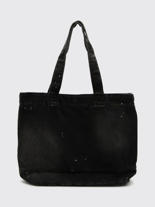 Carhartt Work In Progress Cotton Denim Tote Bag With Applied Logo And Double Handles - Black