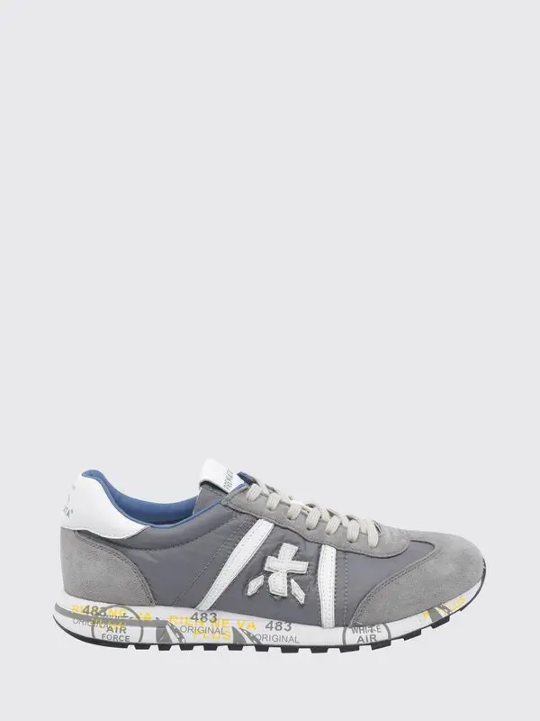 Premiata Lucy Suede And Perforated Fabric Sneakers - Grey
