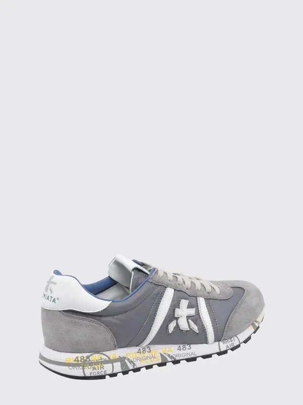 Premiata Lucy Suede And Perforated Fabric Sneakers - Grey