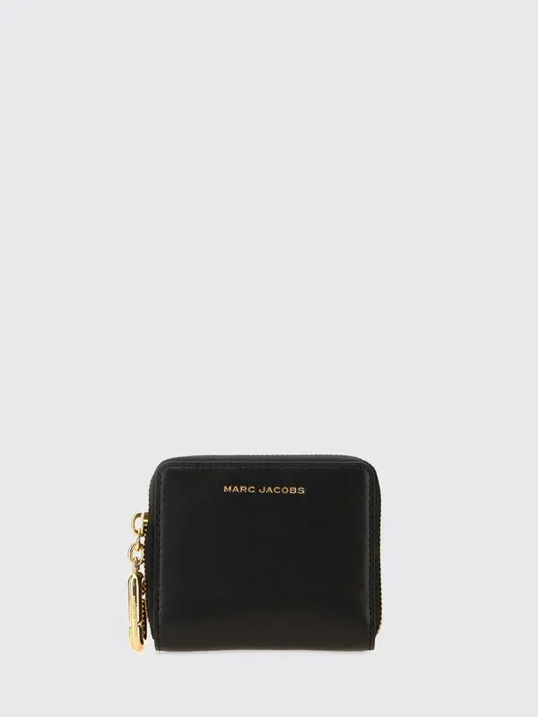 Marc Jacobs Scene Small Leather Wallet With Zip Closure And Card Slots - Black