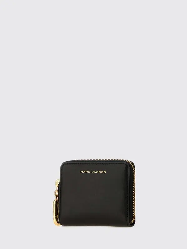 Marc Jacobs Scene Small Leather Wallet With Zip Closure And Card Slots - Black