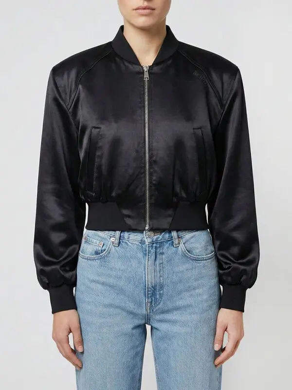 Attico Shiny Viscose Cropped Bomber Jacket