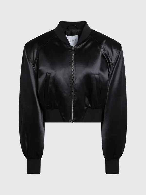 Attico Shiny Viscose Cropped Bomber Jacket
