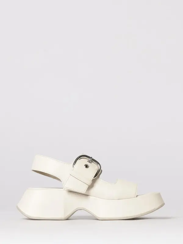 VIC MATIE Leather Platform Sandals - White