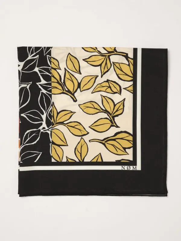 NOM Multi Graphic Print Square Cotton Scarf - Yellow