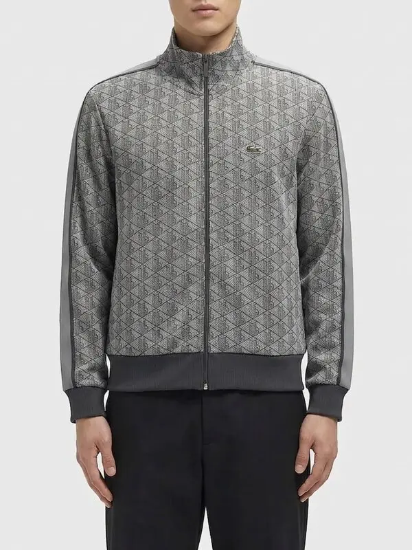Lacoste Printed Jersey Zip-up Sweatshirt - Grey