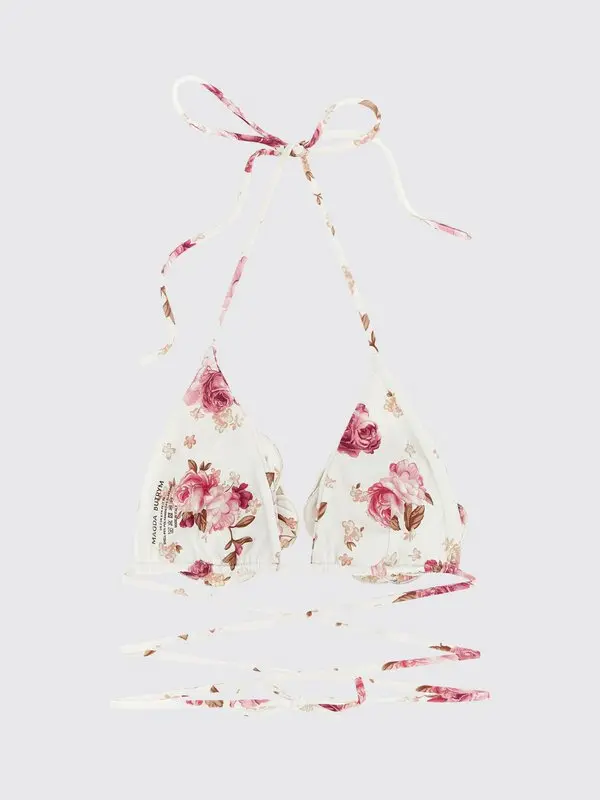 Magda Butrym Floral Print Polyamide Bikini Top With Ruffles