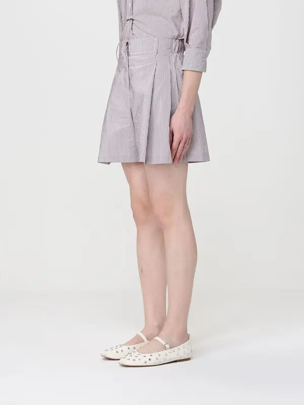 Brunello Cucinelli Striped Cotton Blend Pleated Shorts