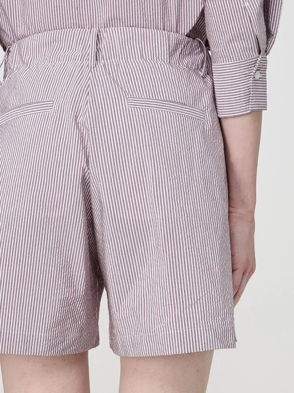 Brunello Cucinelli Striped Cotton Blend Pleated Shorts