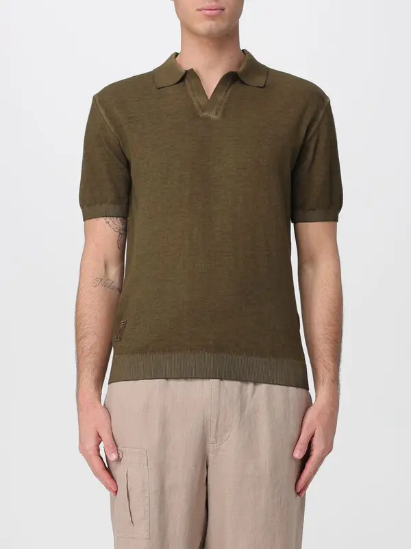 BLAUER. Knitted Cotton Polo Shirt - Military