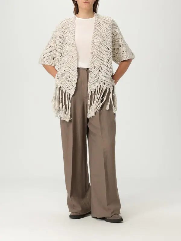 Brunello Cucinelli Open Knit Fringe Cardigan