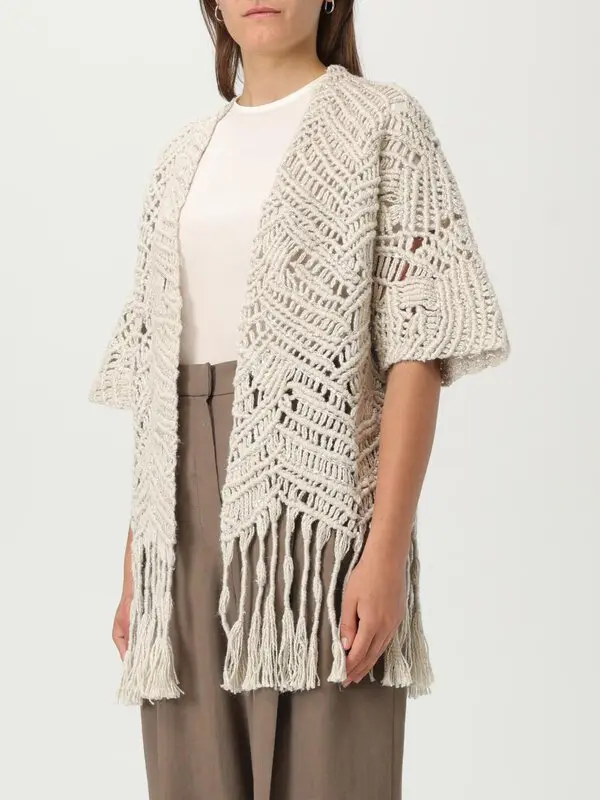 Brunello Cucinelli Open Knit Fringe Cardigan