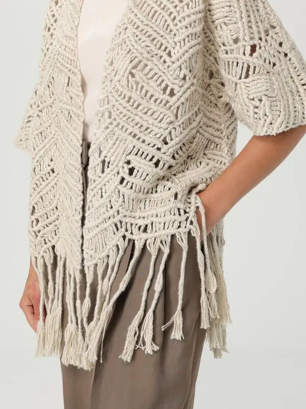Brunello Cucinelli Open Knit Fringe Cardigan