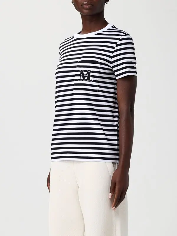Max Mara Striped Cotton Top With Logo