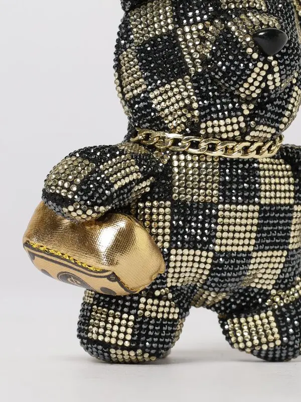 SPRAYGROUND Gold And Dangerous All Over Rhinestone Fur Keychain