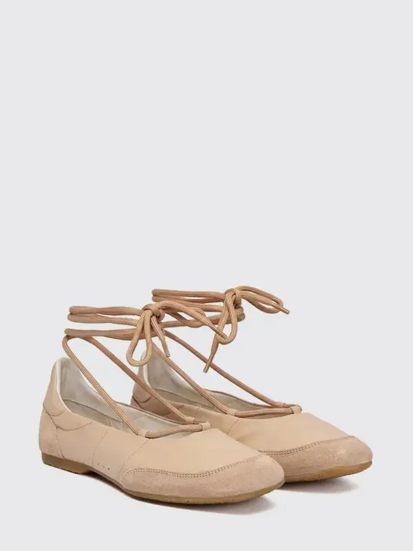 Patrizia Pepe Dancing Skin Leather Ballerinas - Beige