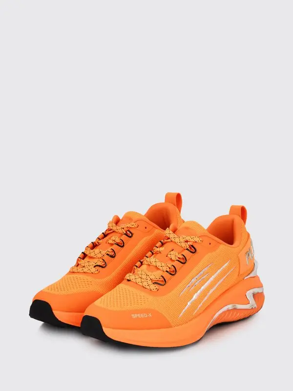 PLEIN SPORT Lace-up Mesh Sneakers With Contrasting Logo - Orange