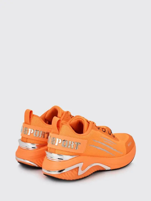 PLEIN SPORT Lace-up Mesh Sneakers With Contrasting Logo - Orange
