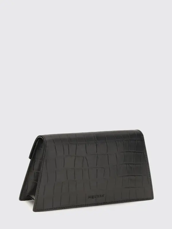 Alexander McQueen Mini Bag In Croc-effect Calfskin Leather With Skull - Black