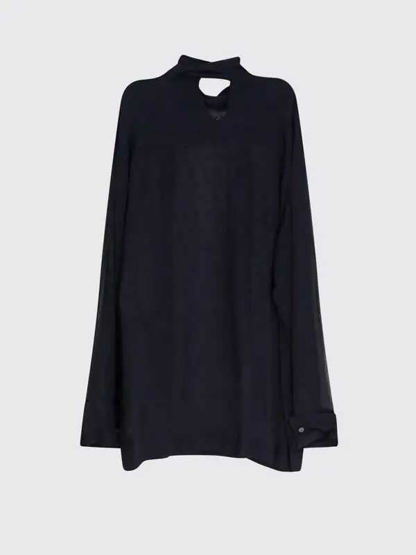 Dries Van Noten Embellished Viscose Blouse With Scarf Neck - Blue