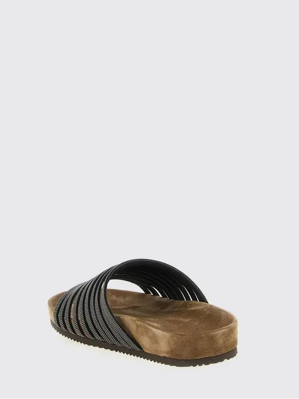 Brunello Cucinelli Suede Sandal With Monili