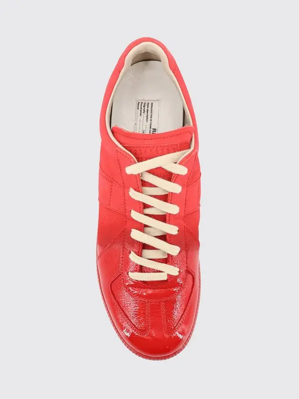 MAISON MARGIELA Replica Low-top Sneakers In Patent And Smooth Leather - Black