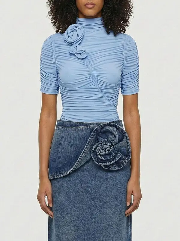 Magda Butrym Pleated Top With Flowers