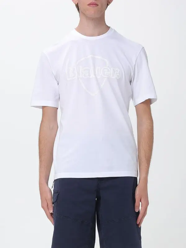 BLAUER. Cotton T-shirt With Logo - White