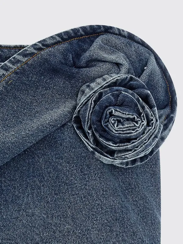Magda Butrym Denim Mini Skirt With Floral Appliqu