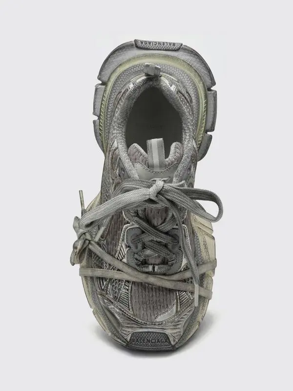 Balenciaga 3xl Distressed Mesh And Polyurethane Sneakers - Grey