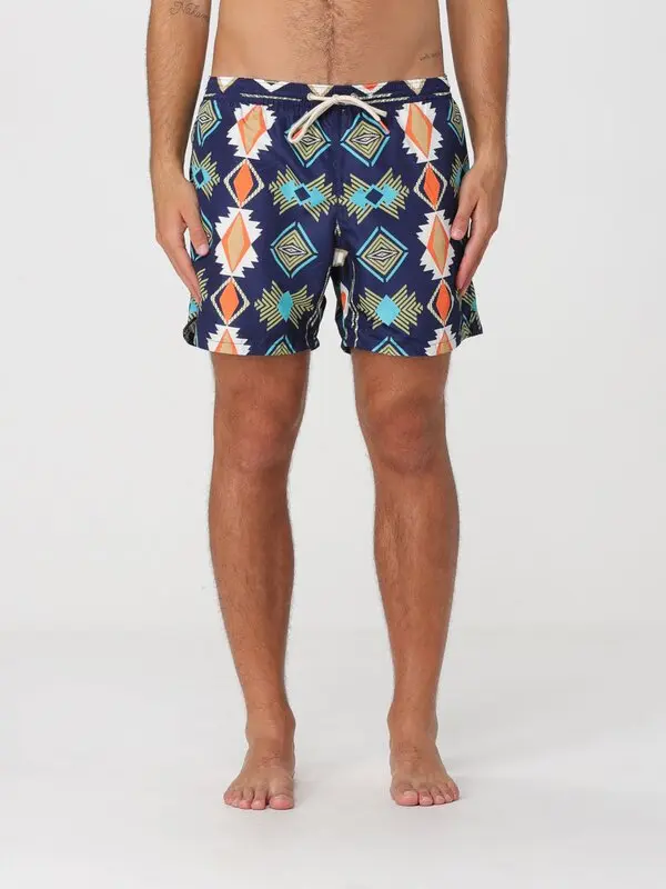 NOM Swim Shorts With Leaf Print - Blue 1