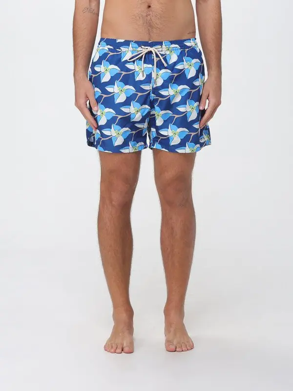 NOM Swim Shorts With Leaf Print - Blue
