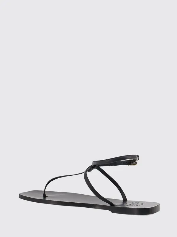 ATP ATELIER Flat Smooth Leather Thong Sandals With Ankle Strap