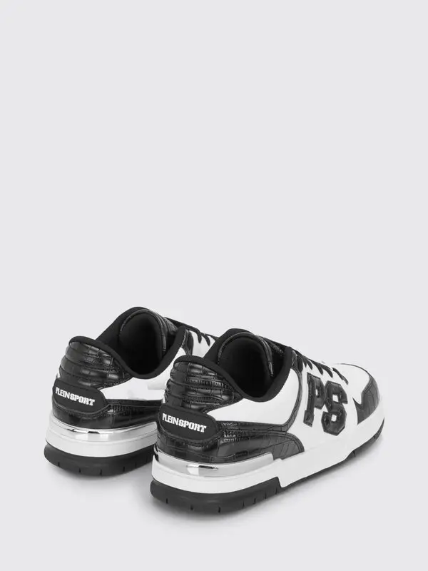 PLEIN SPORT Crocodile Print Leather Sneakers - Bianco 3