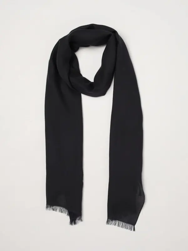 Emporio Armani Cotton Blend Stole With Eagle Jacquard - Blue