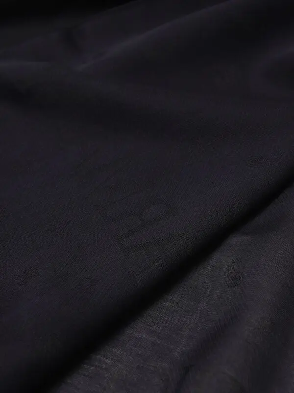 Emporio Armani Cotton Blend Stole With Eagle Jacquard - Blue