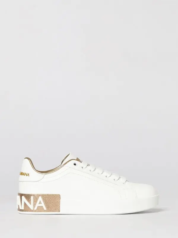 Dolce & Gabbana Lace-up Leather Sneakers - Gold