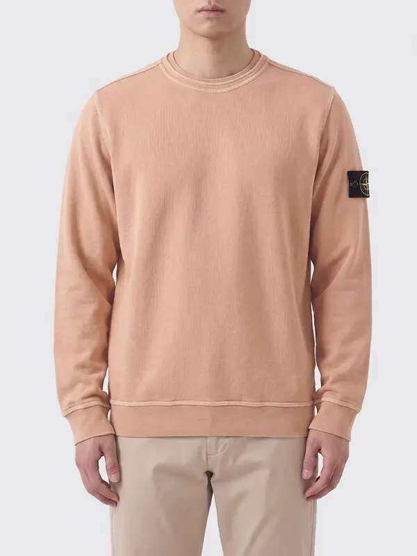 Stone Island Cotton Crew Neck Sweatshirt With Logo Patch - Pink