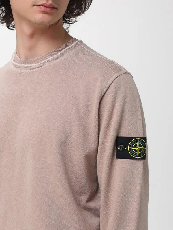 Stone Island Cotton Crew Neck Sweatshirt With Logo Patch - Sand
