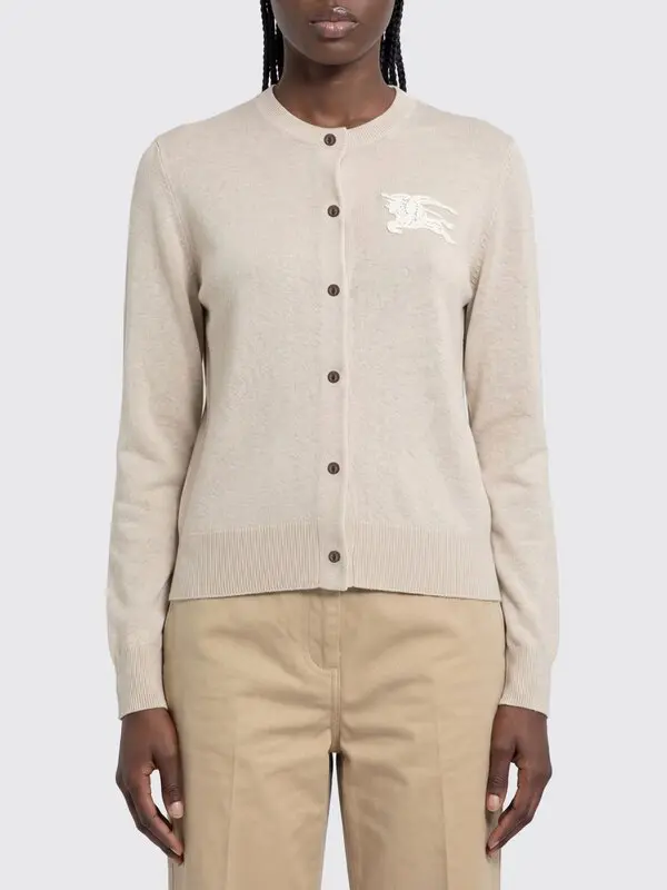 Burberry Ekd Logo Cotton Cardigan - Beige