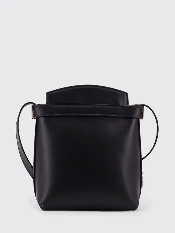FERRAGAMO Mini Calfskin Leather Bucket Bag With Gancini Logo - Black